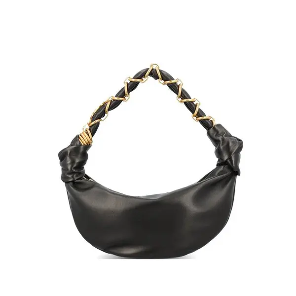 Saint Laurent Lambskin Shoulder Bag With Chain Detail - Black