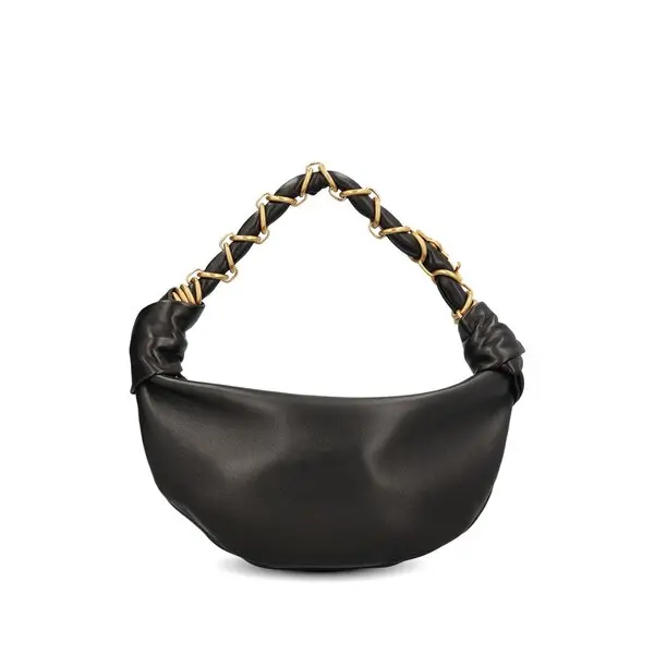 Saint Laurent Lambskin Shoulder Bag With Chain Detail - Black
