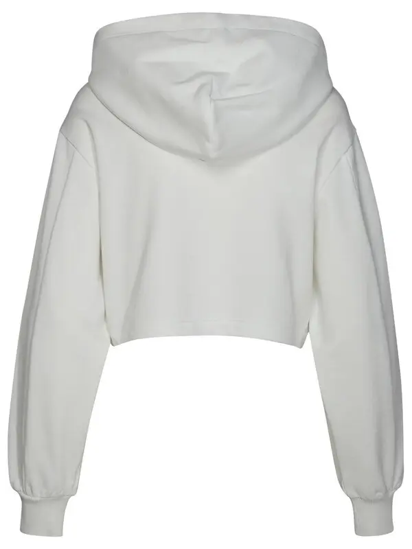 Dolce & Gabbana Cropped Cotton Logo Print Hoodie