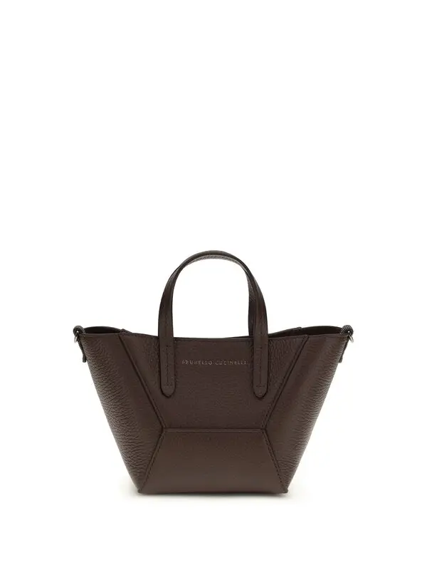 Brunello Cucinelli Leather Handbag With Monogram Detail - Multicolor