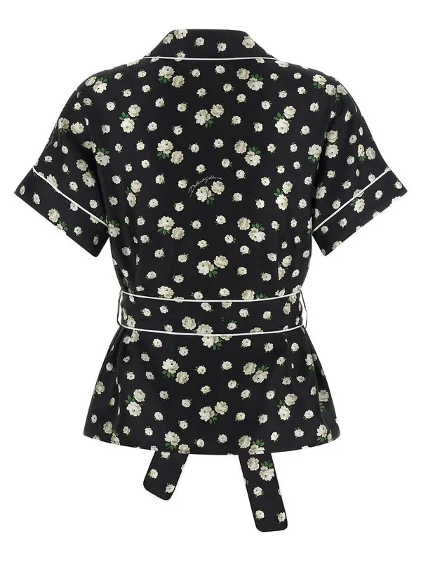 Dolce & Gabbana Fiorellini' Print Silk Shirt - Black
