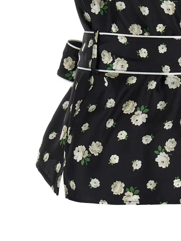 Dolce & Gabbana Fiorellini' Print Silk Shirt - Black