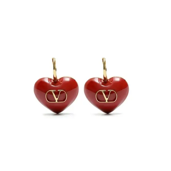Valentino Garavani Cherry Heart Drop Earrings - Red