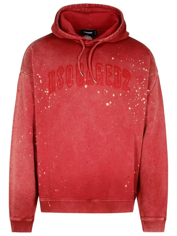 Dsquared2 Cotton Distressed Logo Hoodie