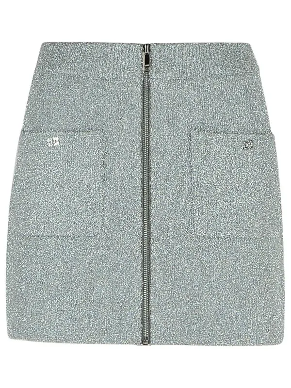 GANNI Sparkle Wool Blend Miniskirt - Silver