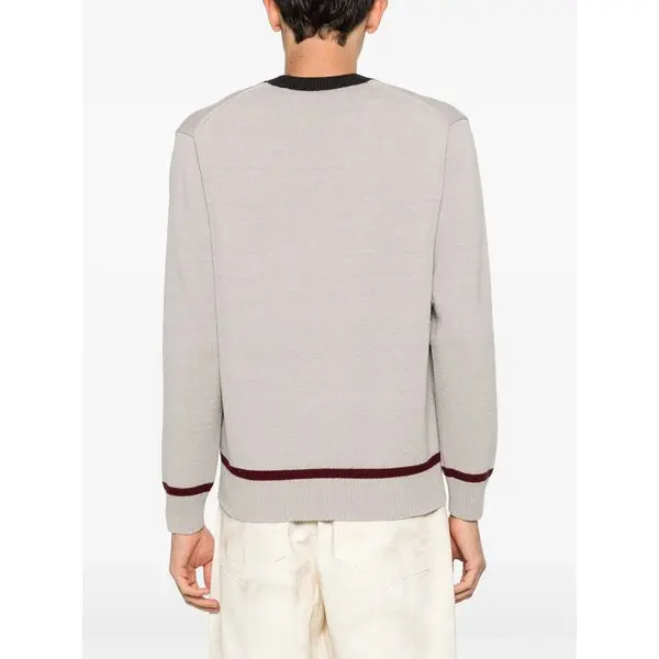 Junya Watanabe Stone Grey Wool Blend Crew Neck House Motif Sweater