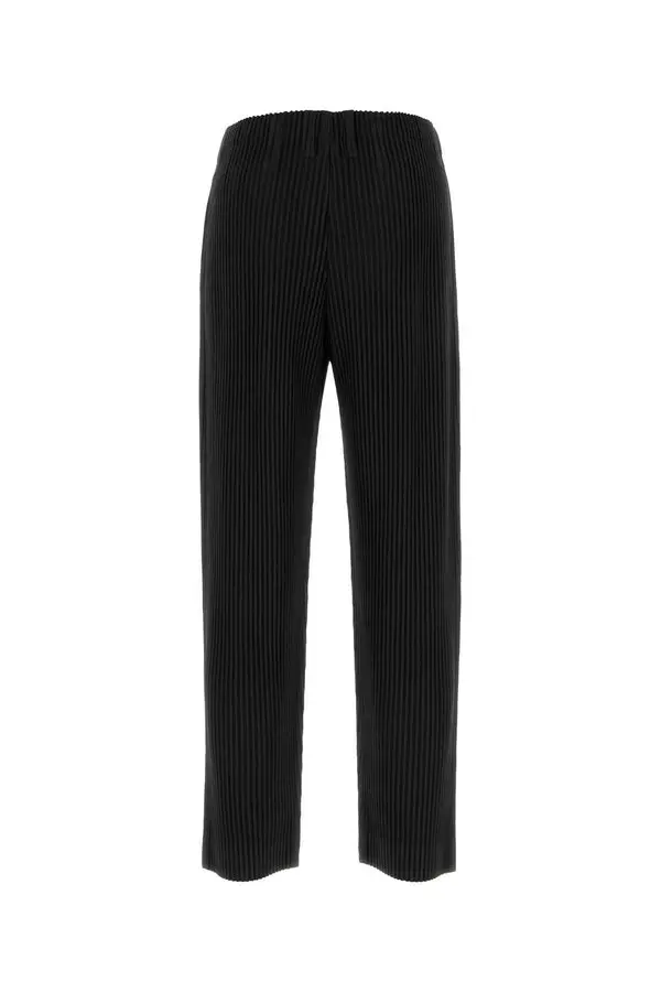Issey Miyake Polyester Crinkled Pants - Black