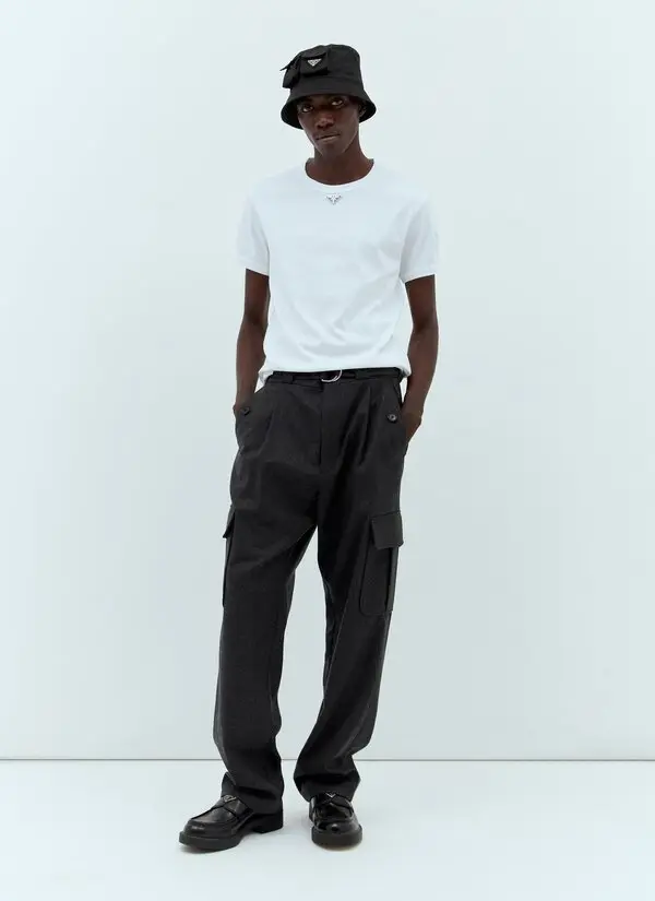Prada Flannel Cargo Pants With D-ring Belt