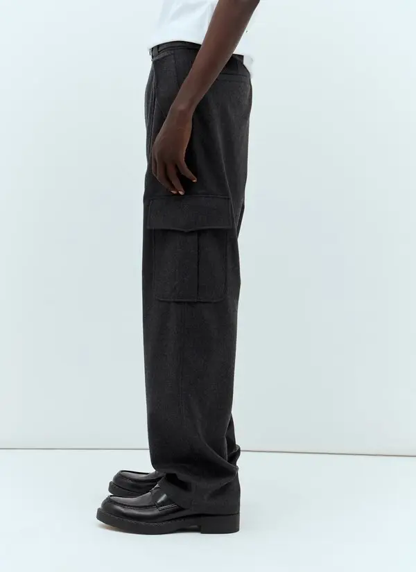 Prada Flannel Cargo Pants With D-ring Belt