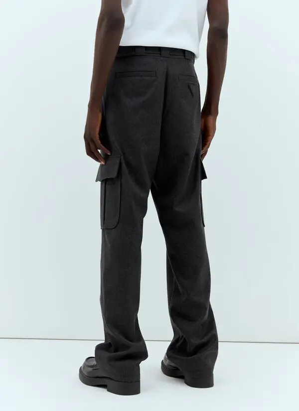 Prada Flannel Cargo Pants With D-ring Belt