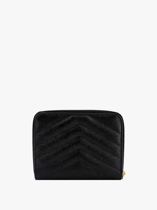 Saint Laurent Quilted Leather Wallet With Metal Cassandre Logo - Multicolor