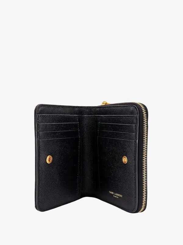 Saint Laurent Quilted Leather Wallet With Metal Cassandre Logo - Multicolor