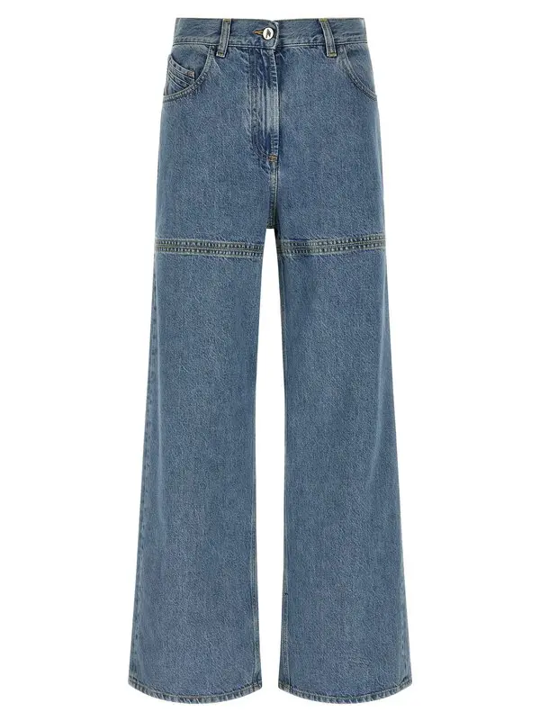 Attico Cut-out Wide Leg Jeans - Blue