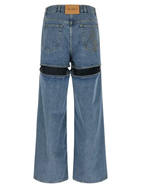 Attico Cut-out Wide Leg Jeans - Blue