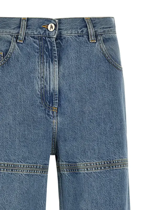 Attico Cut-out Wide Leg Jeans - Blue