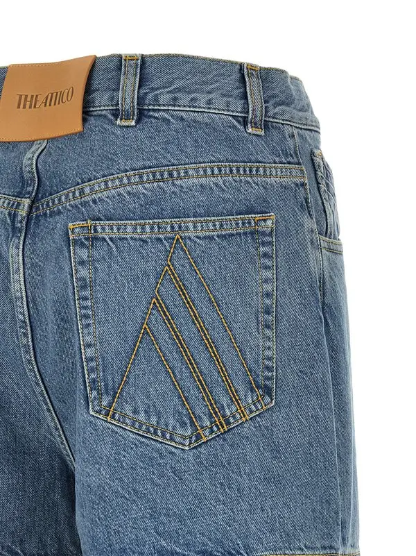 Attico Cut-out Wide Leg Jeans - Blue