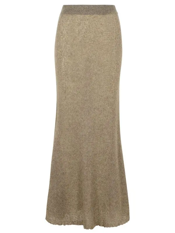 LISA YANG Kelsy Long Skirt In Silk Blend - Brown