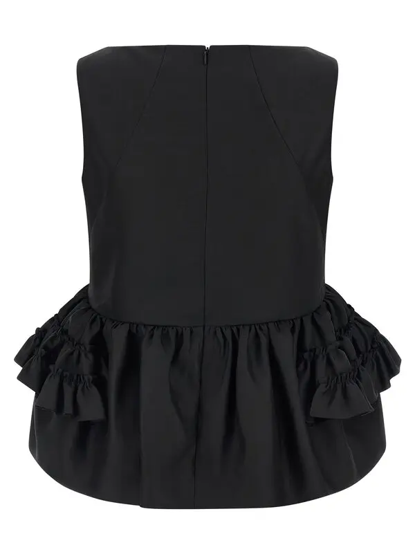Dries Van Noten Casey Wool Silk Blend Top With Ruffled Peplums
