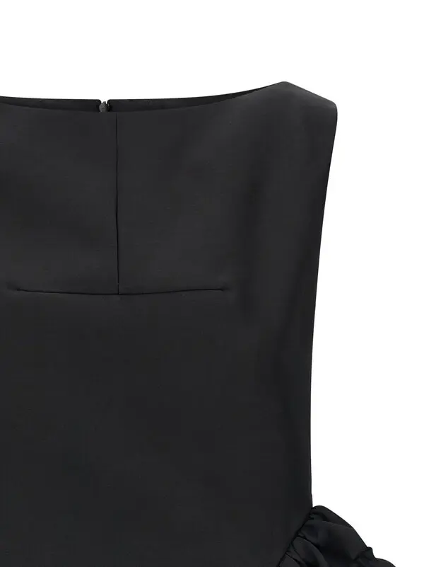 Dries Van Noten Casey Wool Silk Blend Top With Ruffled Peplums - Black