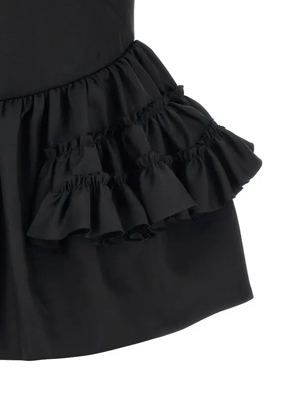 Dries Van Noten Casey Wool Silk Blend Top With Ruffled Peplums - Black