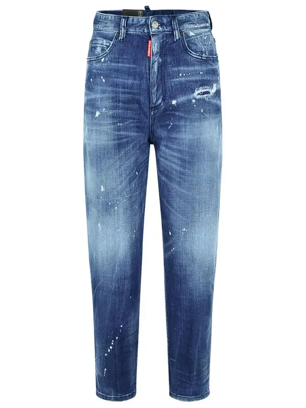 Dsquared2 Light Cotton Denim Jeans With Decorative Stains - Blue
