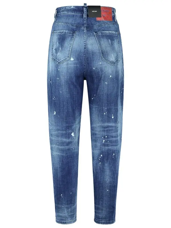 Dsquared2 Light Cotton Denim Jeans With Decorative Stains - Blue