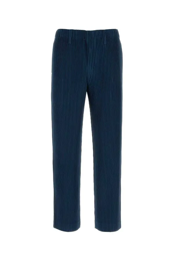 Issey Miyake Navy Polyester Trousers - Blue