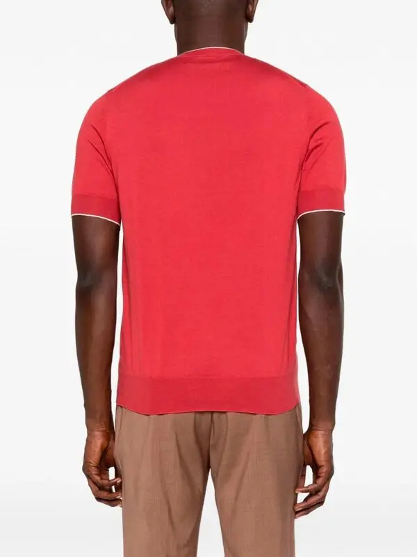 Brunello Cucinelli Cotton Lightweight Knit T-shirt With Contrast Details - Multicolor
