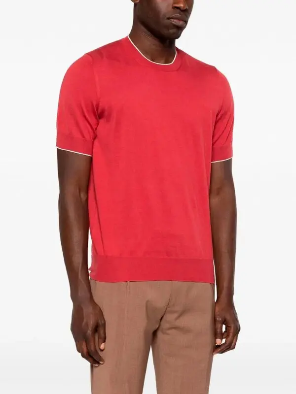 Brunello Cucinelli Cotton Lightweight Knit T-shirt With Contrast Details - Multicolor