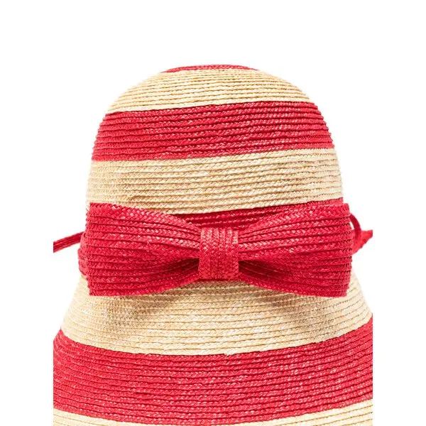 Valentino Garavani Striped Straw Hat With Bow Detail