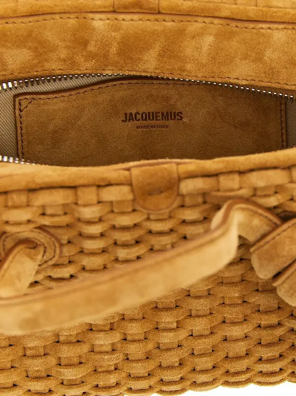 Jacquemus Le Petit Turismo Woven Suede Handbag - Cream