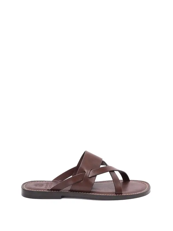 Brunello Cucinelli Leather Strappy Flat Sandals