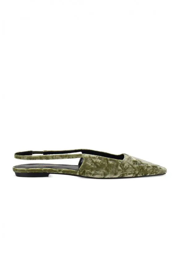 Saint Laurent Blade Sling-back Velvet Ballerinas - Green