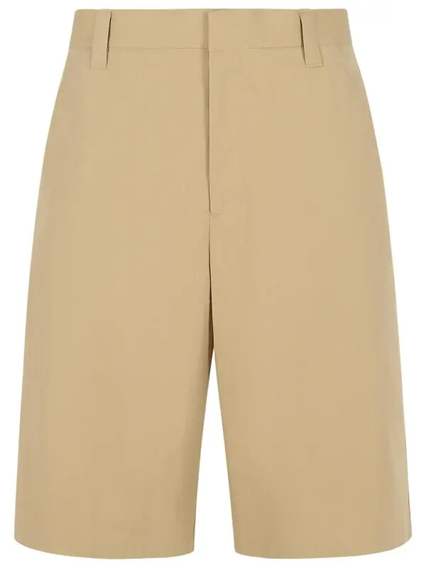 Moschino Beige Cotton Blend Bermuda Shorts - Cream