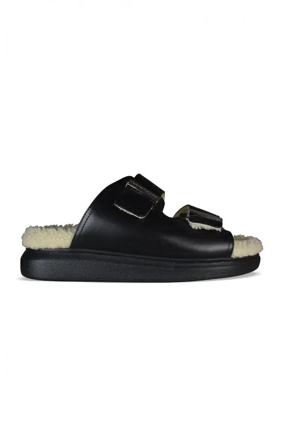 Alexander McQueen Shearling-lined Leather Slides