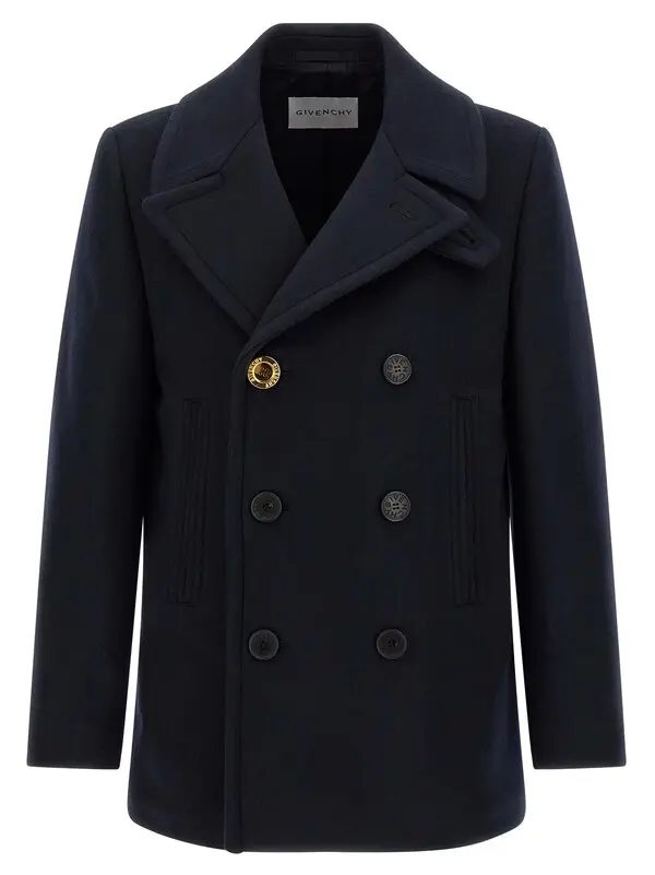 Givenchy Double-breasted Wool Caban With Engraved Gold Button