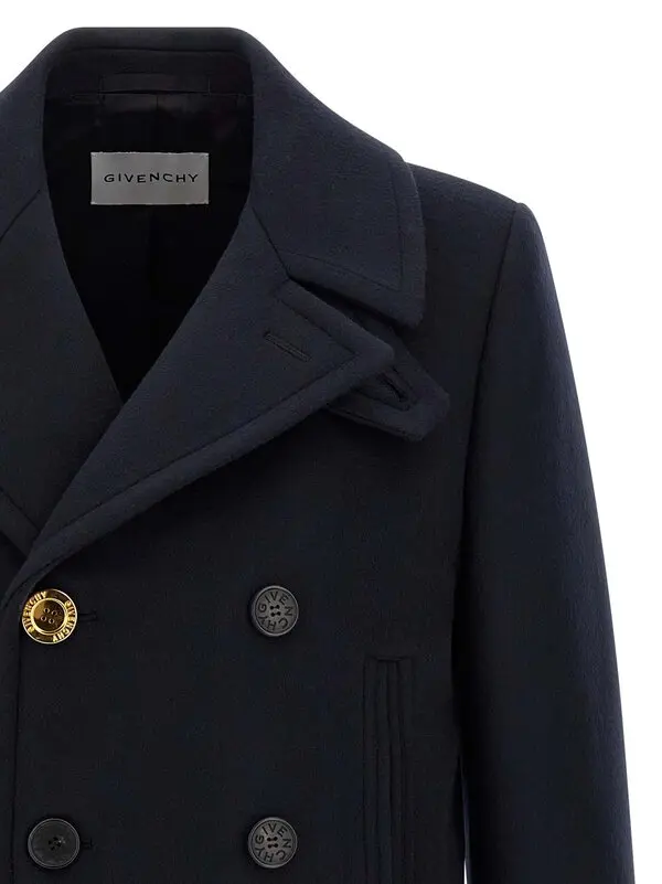 Givenchy Double-breasted Wool Caban With Engraved Gold Button