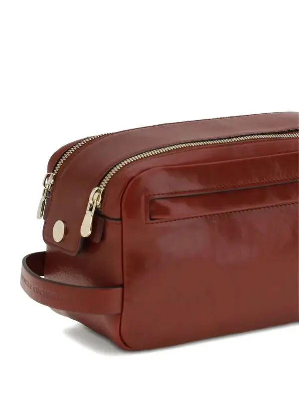 Brunello Cucinelli Calfskin Leather Toiletry Bag
