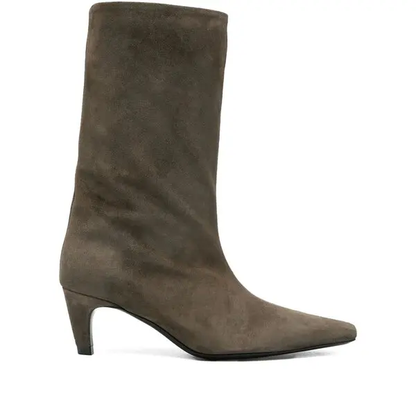 JUDE Calf Leather Pointed Toe Kitten Heel Pull-on Boots