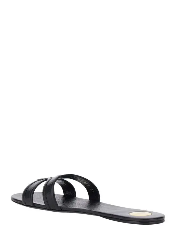 Saint Laurent Mabrouka Leather Sandals - Black