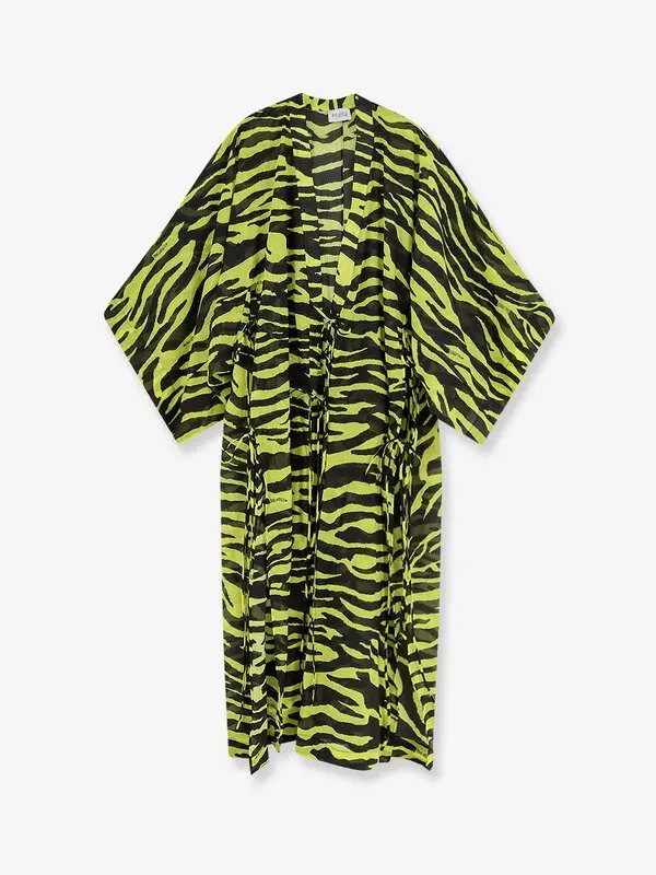 Attico Cotton Kaftan Dress With Zebra Print - Multicolor