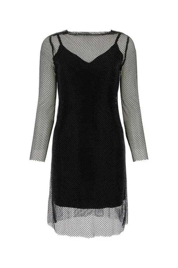 Max Mara Embellished Mesh Mini Dress - Black