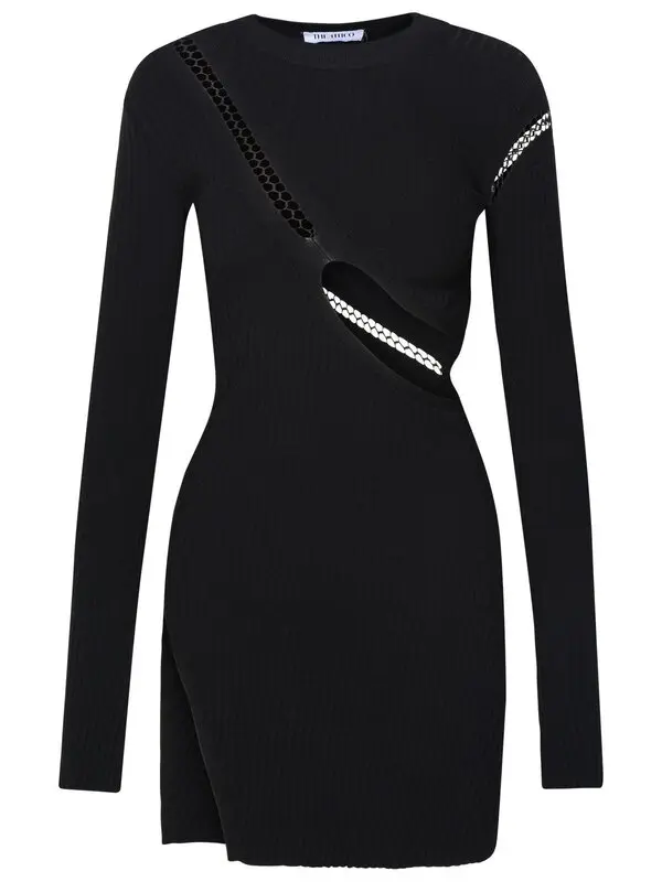 Attico Ribbed Crew Neck Cut Out Detail Dress