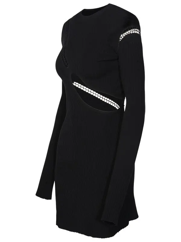 Attico Ribbed Crew Neck Cut Out Detail Dress