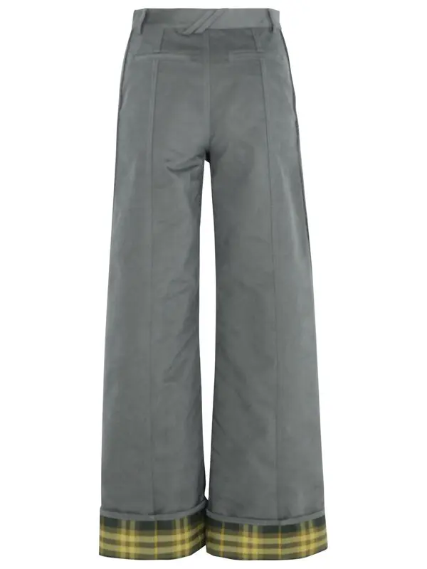 Burberry Grey Nylon Blend Trousers With Flannel Hem