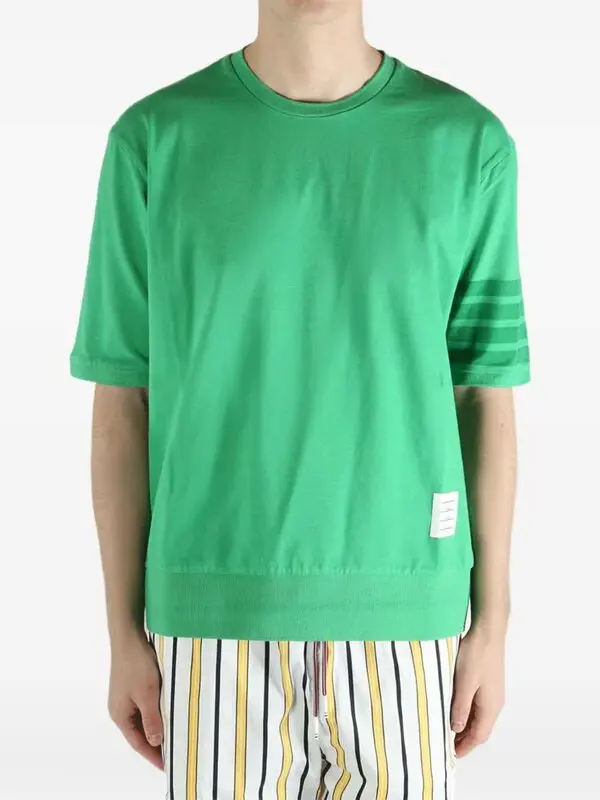 Thom Browne T-shirt With Striped Detail - Green
