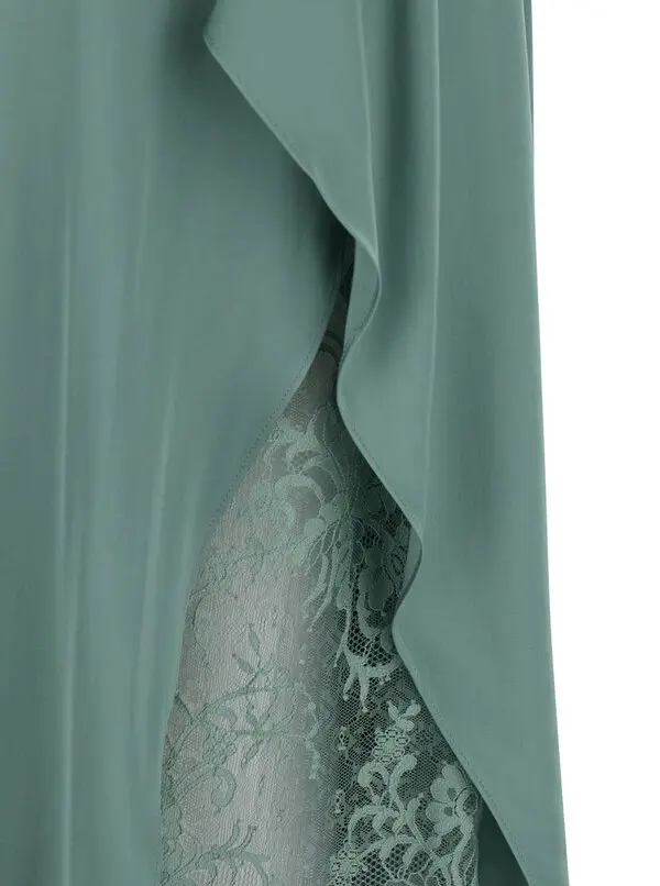 Acne Studios V-neck Long Sleeve Silk Dress With Lace Detail - Multicolor