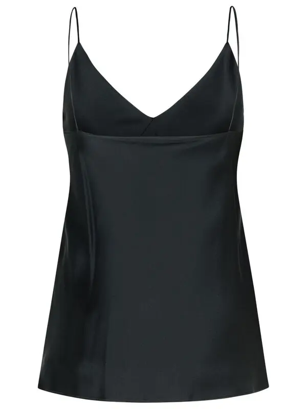 Max Mara Metello Silk Satin V-neck Cami - Black