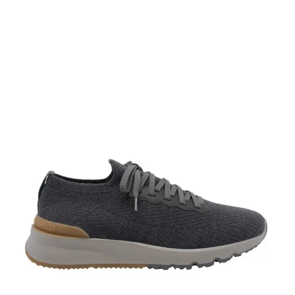Brunello Cucinelli Knit Lace-up Sneakers - Gray