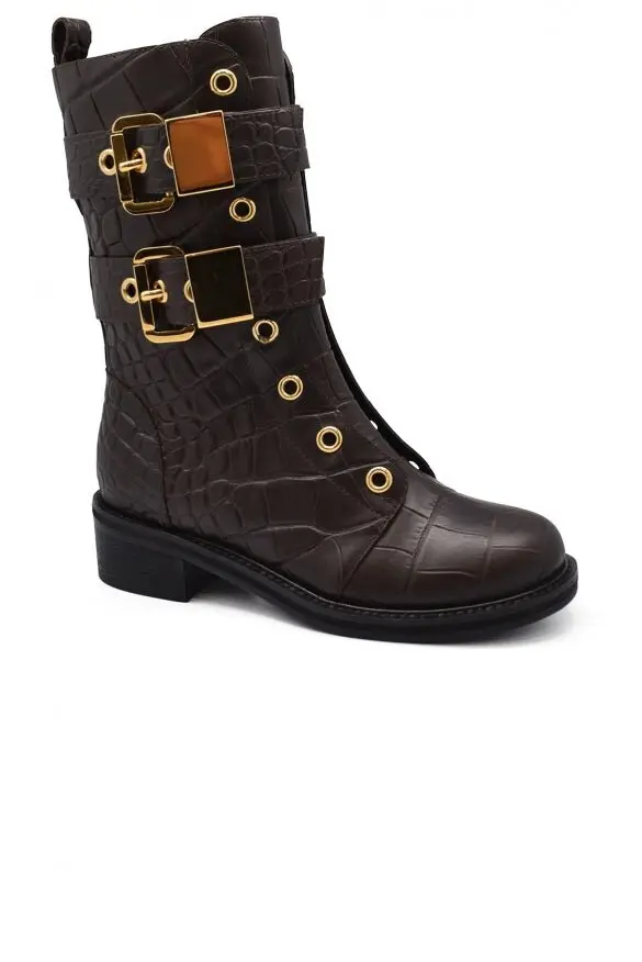 GIUSEPPE ZANOTTI Embellished Leather Mid-calf Boots